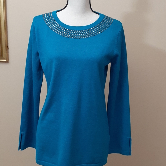 Vila Milano | Sweaters | Turquoise Long Sleeves Sweater | Poshmark